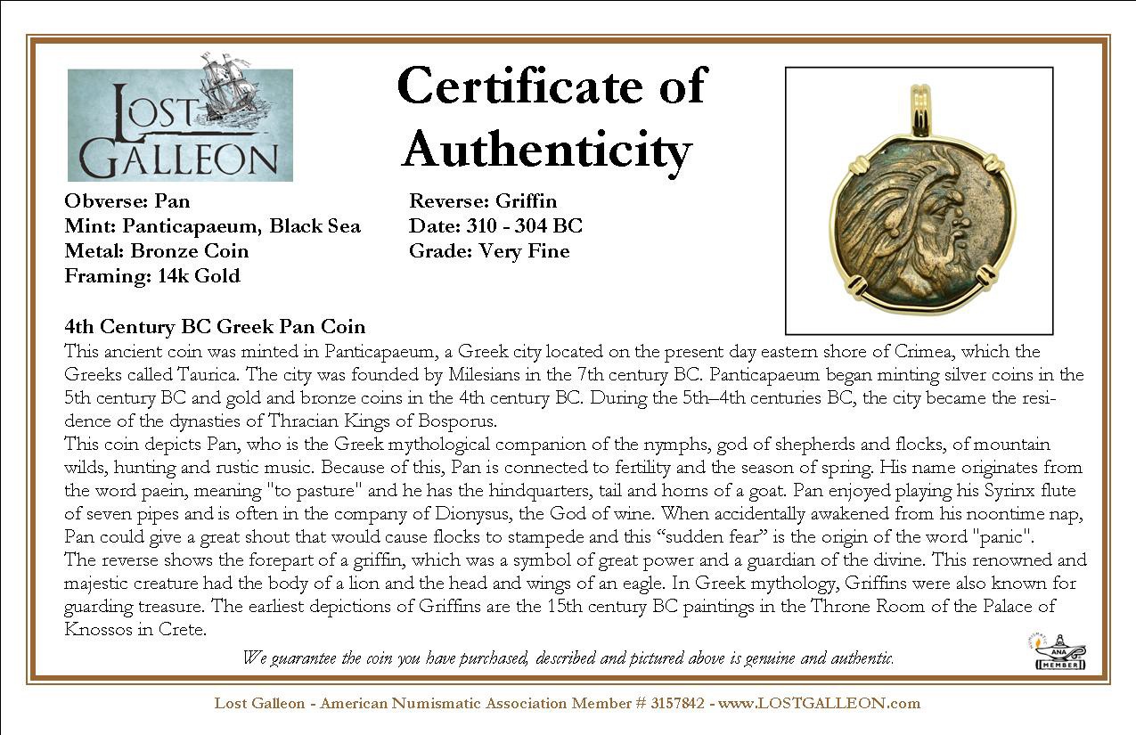 Rare Greek Pan and Griffin Bronze Coin Jewelry