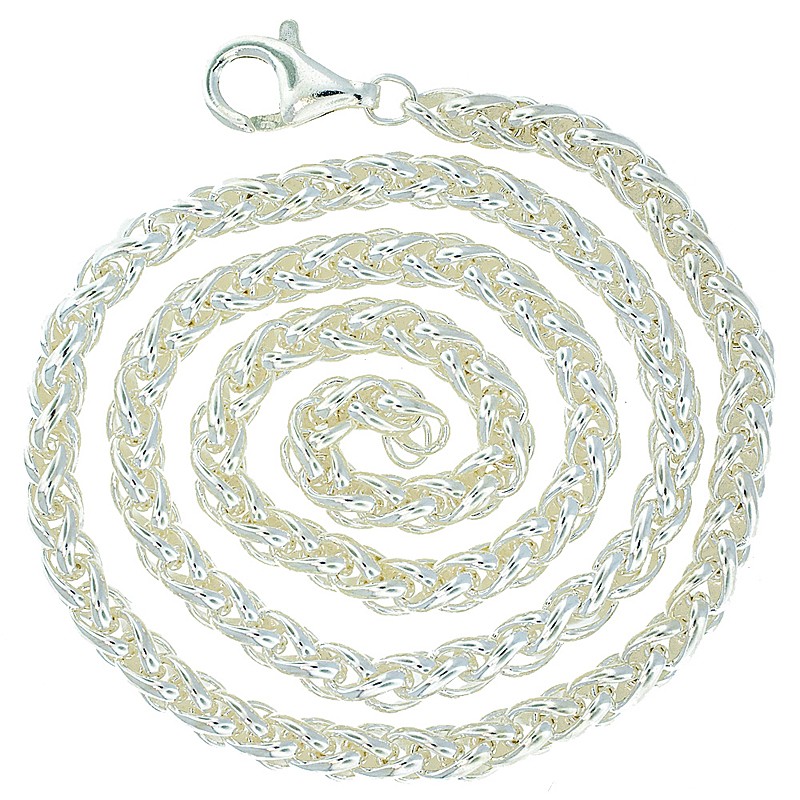 4mm Sterling Silver Wheat Chain Necklace