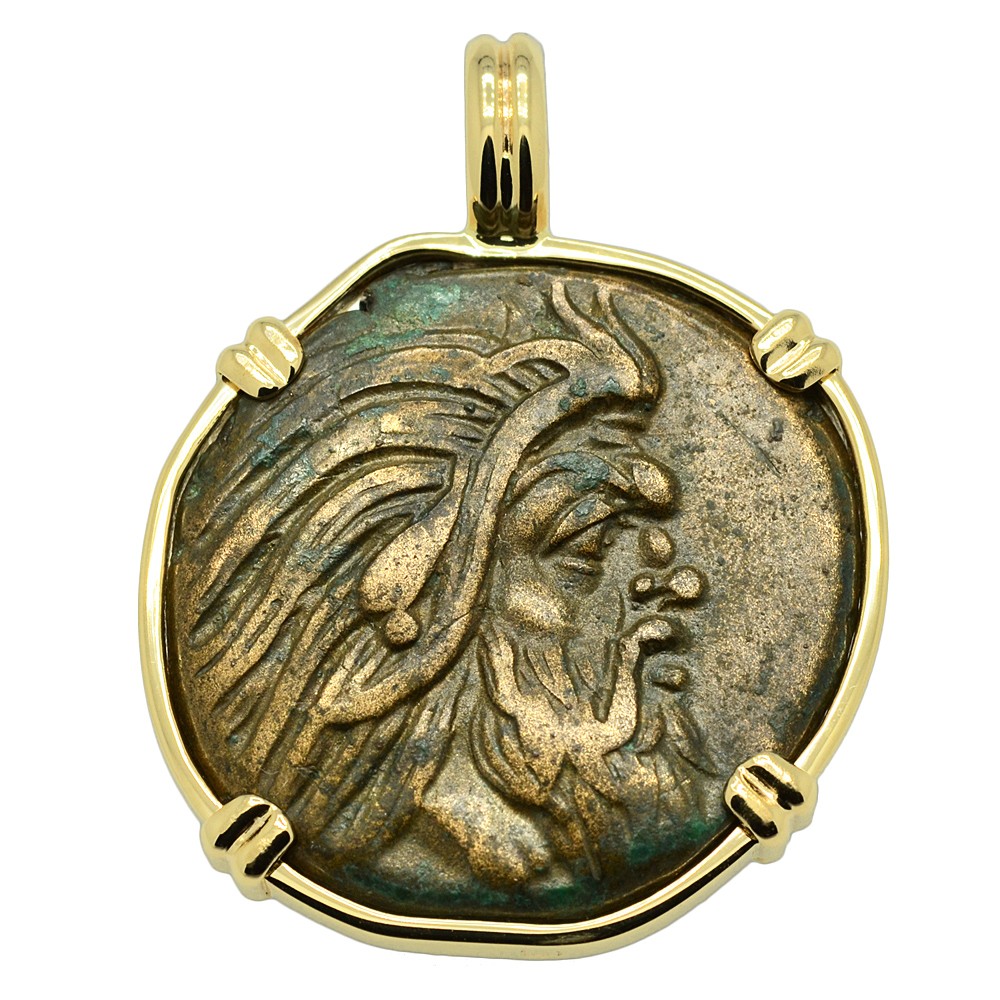 Rare Greek Pan and Griffin Bronze Coin Jewelry