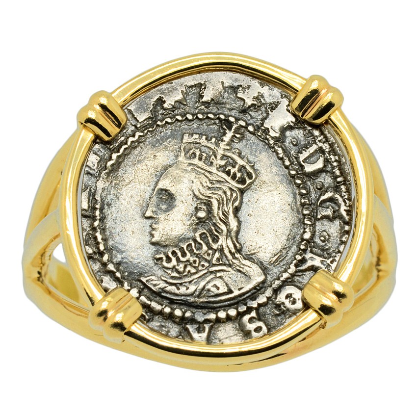 Queen Elizabeth I Penny Gold Ladies Ring