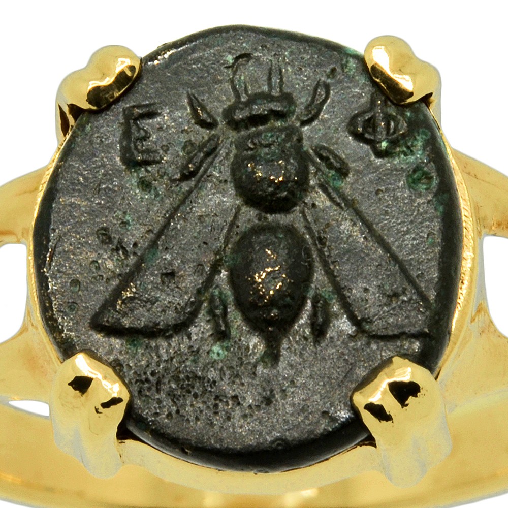 350 BC Greek Ephesus Bee Coin Ladies Ring